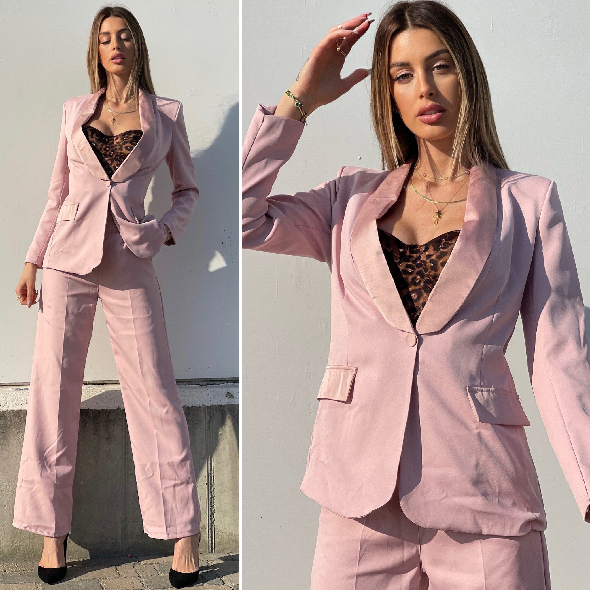 Completo Giacca E Pantalone Cipria Consegna 24 48h
