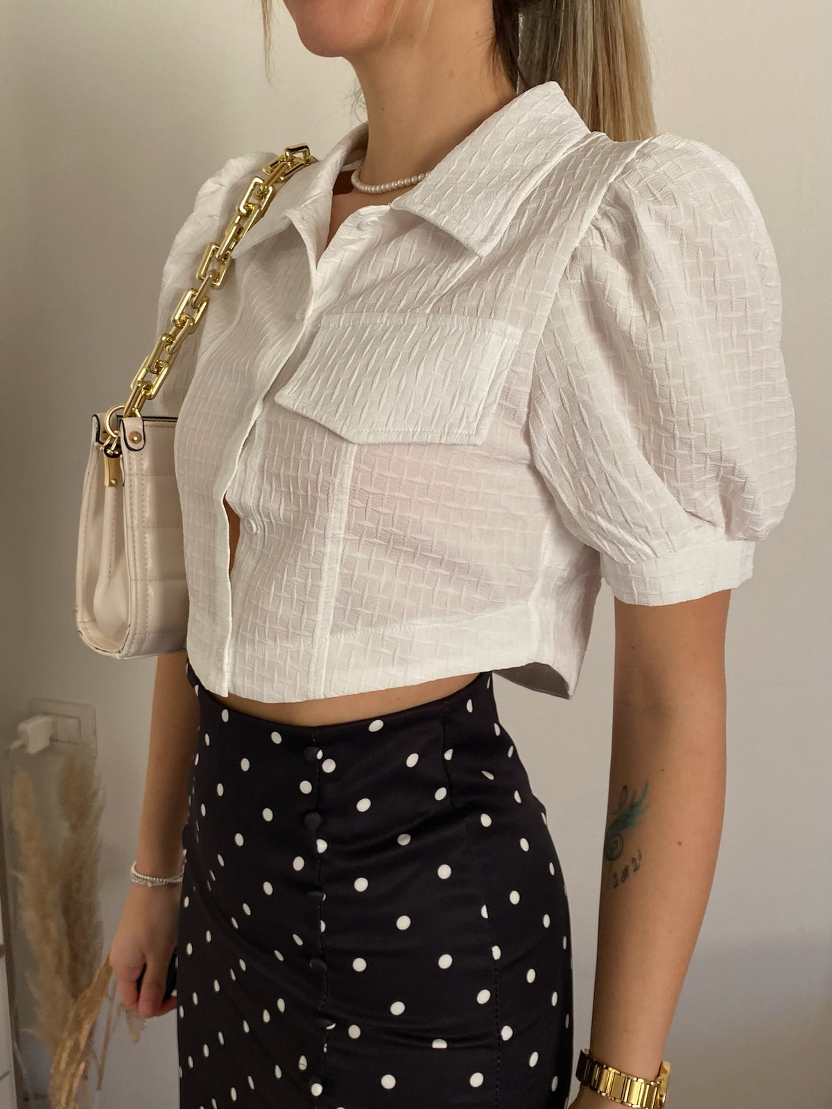 Camicia crop bianco | R.a. Boutique